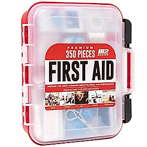 Professional 350 Piece Emergency First Aid Kit | Business & Home Medical Supplies | Hard Case, Dual Layer, Wall Mountable | Office, Car, School, Camping, Hunting, Sports