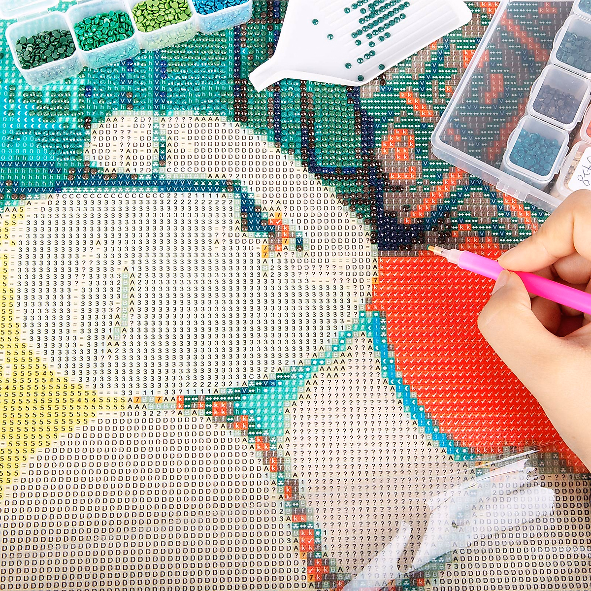 UOONY 280 Slots Diamond Painting Storage Containers Diamond Accessories and Tools Boxes Bead Organizer 28 Grids 10Pcs with 400Pcs Label Stickers for Nail Craft