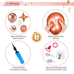 115pcs Rose Gold Birthday Party Decorations for Women Girls Kids, Happy Birthday Banner+Rose Gold White Confetti Metallic Balloons Garland Arch Kit+Circle dots Garland+Pump+Complete Accessories