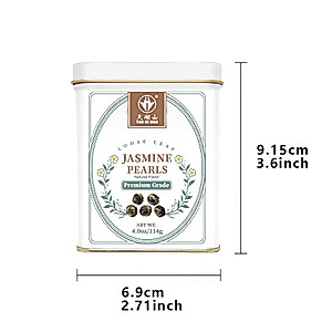 TIAN HU SHAN Jasmine Tea Jasmine Dragon Pearls Green Tea Loose Leaf 4oz (114g) Tin