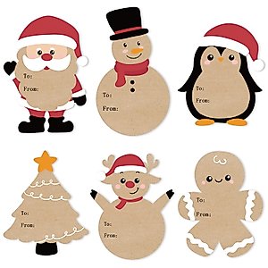 COCHIE Christmas Gift Tags Stickers, 96Pcs Christmas Gift Labels Stickers, Self-Adhesive Christmas Name Tags for Xmas Gifts Wrap Presents Boxes Decoration, 2 x 3 Inch, Natural Kraft Paper Stickers