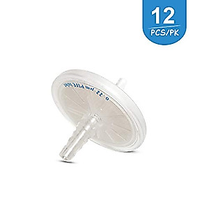 50mm 0.22um Hydrophobic PTFE air Vent Filter for Vacuum Pump Inline Pipe Filtration [Pack of 12] by Allpure Biotechnology (PTFE, 50 mm, 0.22μm)