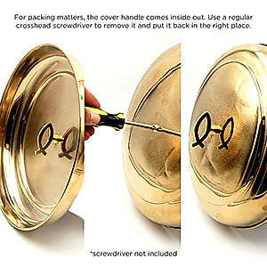 Communion Tray | Stackable | Base, Disk with Bread Plate Integrated and Cover | Stainless Steel | Brass Tone | Capacity for 33 Cups