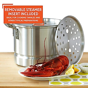IMUSA Aluminum Steamer with Rack, 24 Qt, Silver