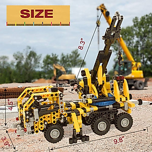 BIRANCO. Crane Truck Building Kit - Educational Learning STEM Building Blocks Toys Gifts for 8, 10, 12 yr Old Kids, Engineering Construction Set for Boys & Girls Age 6, 7, 9, 11, 13 Years Up