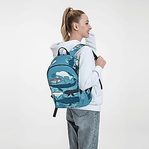 FeHuew 16 inch backpack Whales Laptop Backpack Full Print School Bookbag Shoulder Bag for Travel Daypack