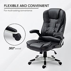 Belandi Office Massage Chair, Heated Office Chair Massage Desk Chair Ergonomic High Back Office Chair, 6-Point Vibration, Padded Armrest & Adjustable Height Chair for Office, Home, Study (Black)