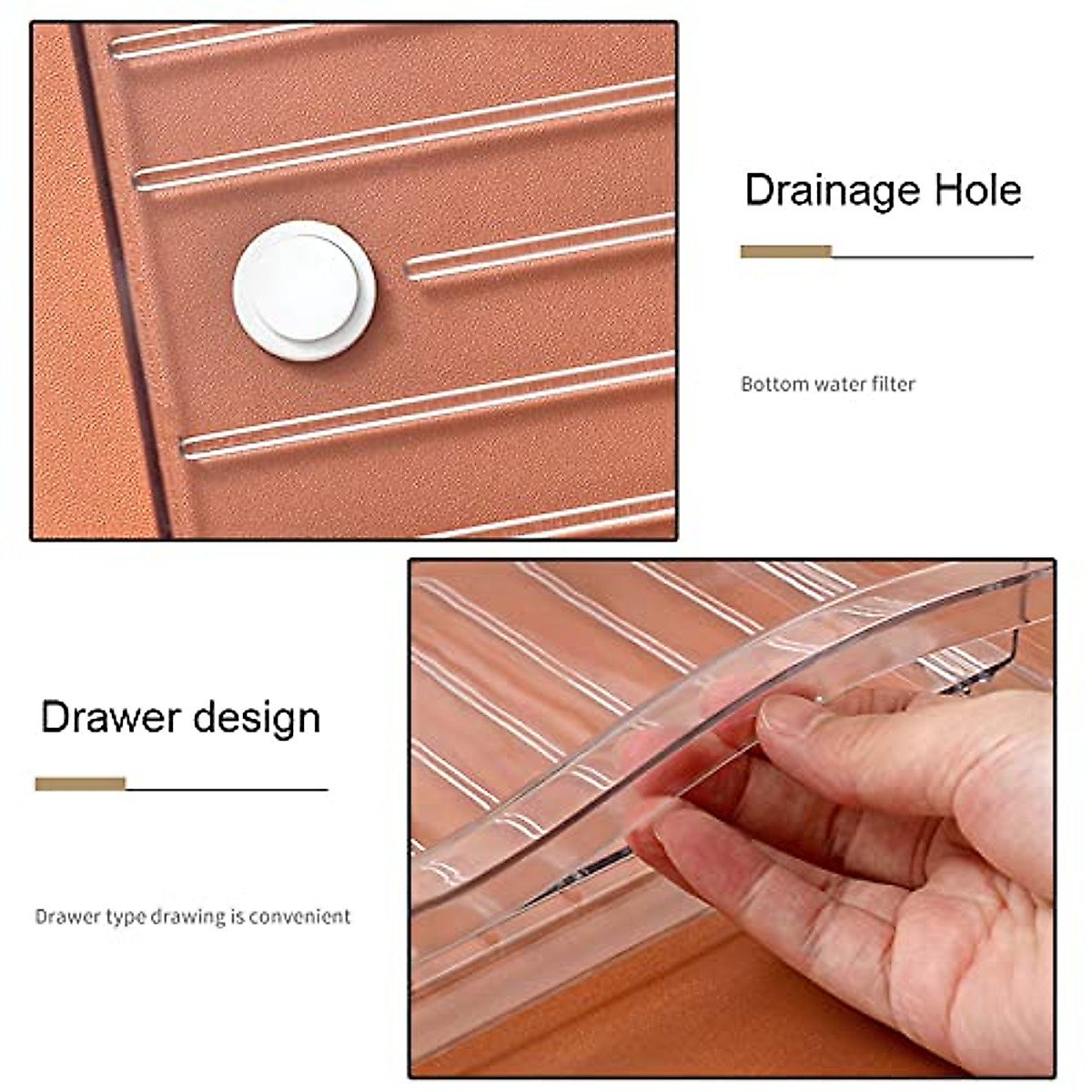 XIYAO 2 pack Stackable Fridge Organizer Bins Drawers With Vented Lids And Drain Tray ,Clear Pantry Organization and Storage,BPA-free Food Fruit Vegetables storage for Freezer, Cabinet, Kitchen, 11.8"x8.11"x4.5"