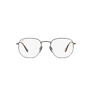 Ray-Ban RX8148V Hexagonal Titanium Prescription Eyewear Frames, Demigloss Gunmetal/Demo Lens, 54 mm
