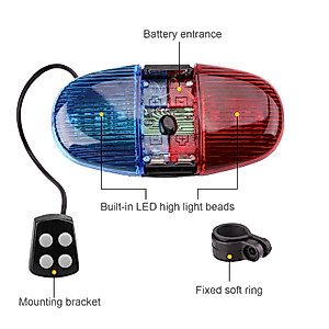Kids Bike Police Sound Light - Oumers Electronic Horn Bike LED Light, Christmas Birthday Gift New Year Present for Your Children (Batteries Not Included)