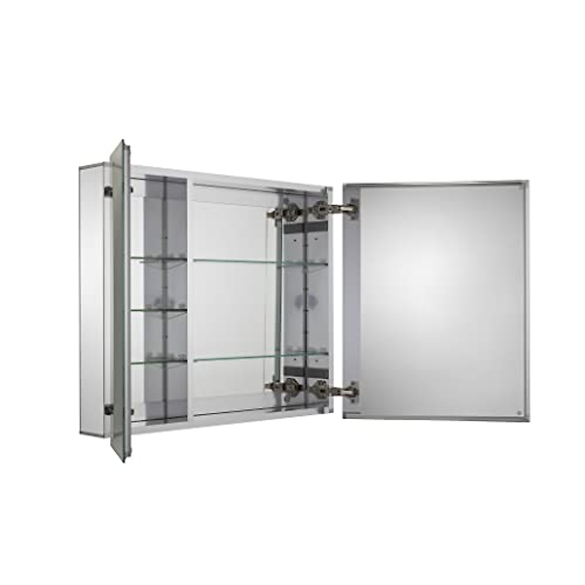 Croydex Williams Bi-View Recessed or Surface Mount, Hang 'n' Lock Easy Installation Medicine Cabinet, 30W x 26H, Aluminum