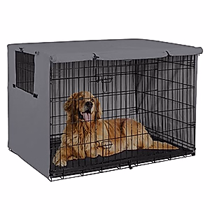 Explore Land 42 inches Dog Crate Cover - Durable Polyester Pet Kennel Cover Universal Fit for Wire Dog Crate (Gray)