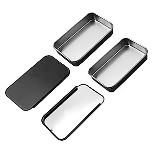 Murtenze 12PCS Metal Tin Box Containers with Slide Lids, Portable Slide Cover Storage Box for Wedding Jewelry Lip Balm Container Cosmetic Organizer. (Black, 3.15 x 1.97 x 0.59inch)