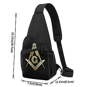 Master Mason Masonic Jewe Sling Backpack Crossbody Sling Bag for Men & Women, Fashion Chest Shoulder Daypack Casual Backpack for Outdoor Cycling Travel Hiking Gym
