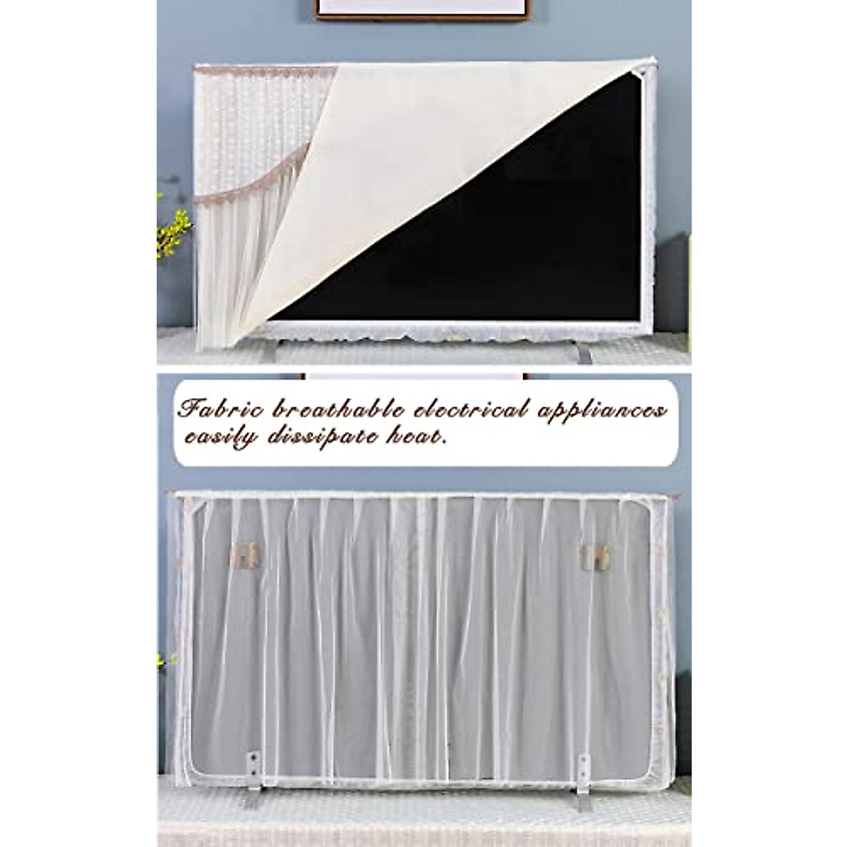 YIJIAFEIFEI Indoor LCD TV Dust Cover with Openable Front Flap, Soft Lace TV Display Covers, Blue Tv Covers for Curved/Flat TV(Size:40 inch)