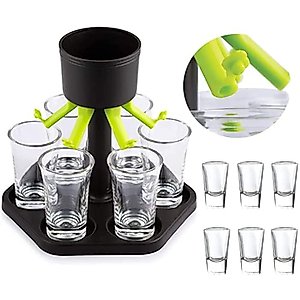 HITNEXT 6 Plastic Shot Dispenser and Holder, Shot Buddy Dispenser, Liquor Pourer Shot Glasses Bar Glasses Dispenser for Filling Drink, Beverage, Cider, Cocktail
