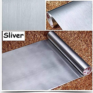 Yancorp Brushed Silver Contact Paper Stainless Steel Contact Paper Peel and Stick on Removable Countertop Self-Adhesive Kitchen Fridge Liner Covers (15.7"x78")