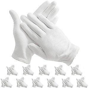Maydahui 12 Pair White Cotton Gloves 9 inch Extra Large Size for Cosmetic Moisturizing Coin Jewelry Inspection Performance Driving Watch Repair Work Lining