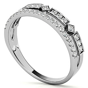 Excellent Round Brilliant Cut 0.16 Carat, Moissanite Diamond Promise Band, Prong Set, Eternity Sterling Silver Band, Valentine's Day Jewelry Gift, Customized Band (7)