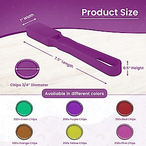 MR CHIPS Made in USA Bingo Magnetic Wand & ¾ Inch Purple Plastic Chips with Metal Rings - 200 Upgraded Pieces Bingo Chips Magnetic, Support American Jobs