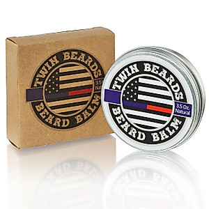 Twin Beards All Natural Beard Balm | Conditions & Strengthens for a Softer & Thicker Beard | Argan Oil, Shea Butter & Jojoba Oil | 3.5 oz