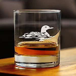 Loon Whiskey Rocks Glass - Fun Bird Themed Gifts and Decor for Men & Women - 10.25 Glasses