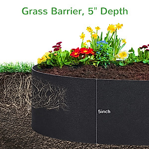 Black Plastic Garden Landscape Edging, 5” Tall Border Coil, Flexible and Strengthened with Anti-UV Treatment (40ft with 12pcs stakes)