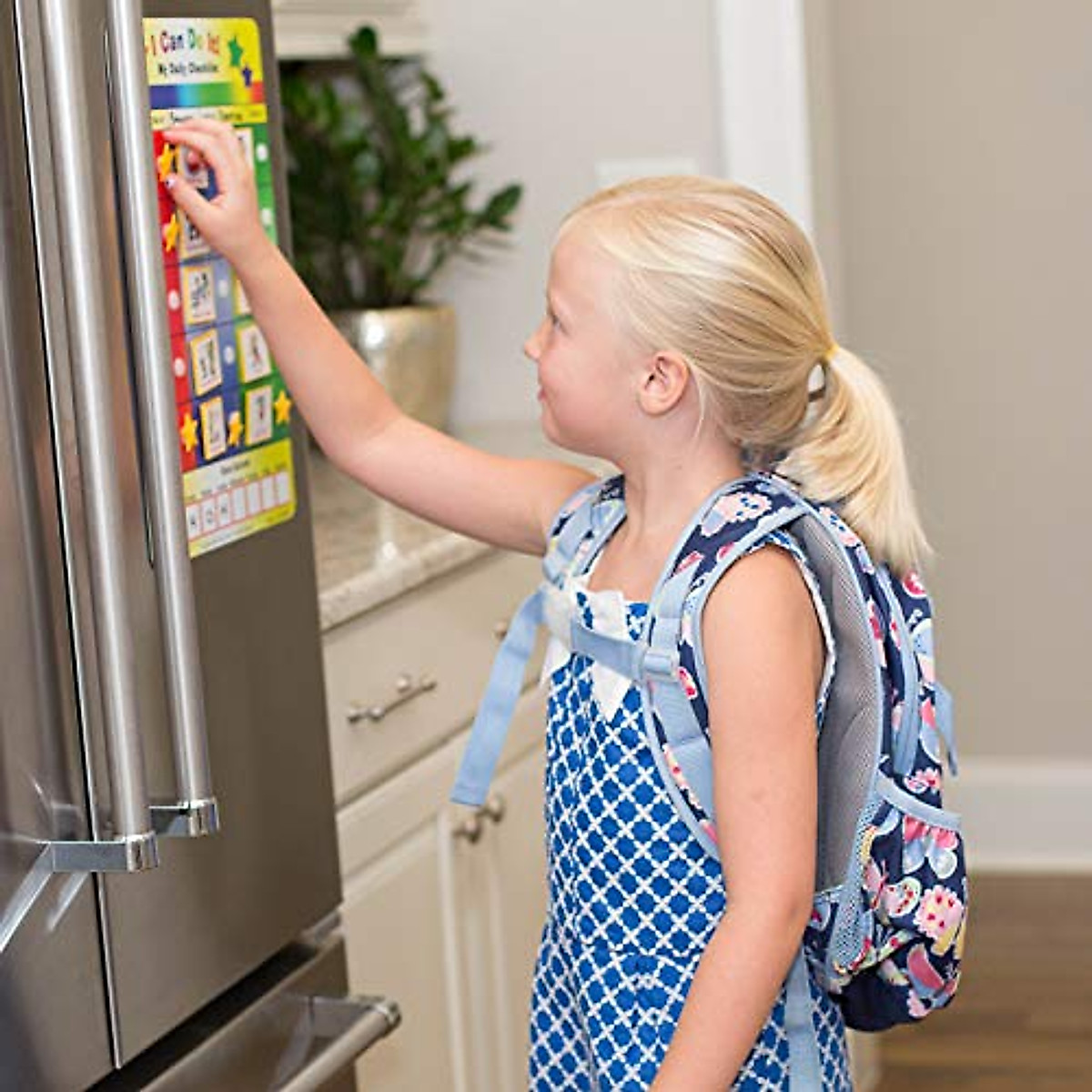 Kenson Kids "I Can Do It My Daily Checklist Incentive Chart- (35 Tasks 5 Blank Tasks) Visual Daily Magnetic Responsibility and Chore Star Chart for Ages 3-10- Daily Planner for Kids 11x 15.5 inch