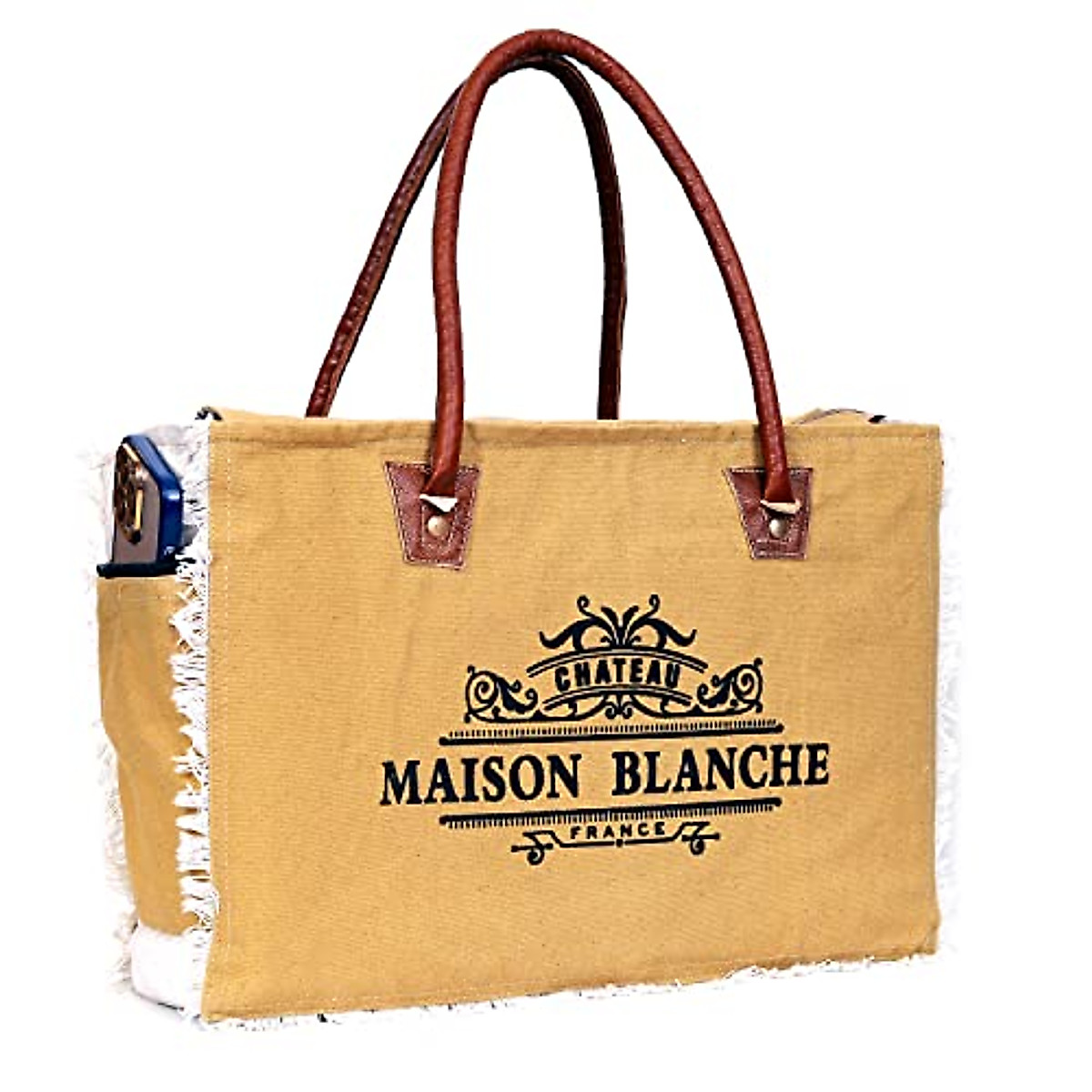 CLA Upcycled Canvas & Leather Handbag, Cowhide Leather and Canvas Bag, canvas Handbag for women, Canvas Tote Bag, Canvas Tote Bags for women