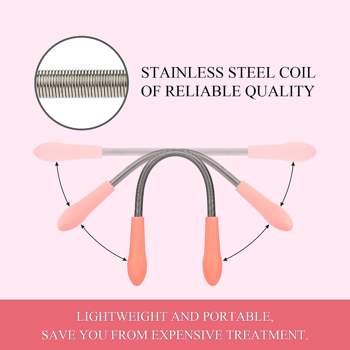 Spring Hair Remover - 4 Pack Stainless Steel Spring Epilator - Facial Hair Remover for Women Face, Chin Hair, Upper Lip Hair, Women Mustache
