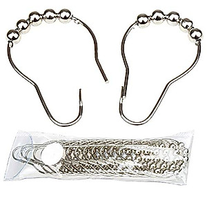 Bathroom Curtain Hooks Rustproof Steel Polished Chrome Shower Curtain Rings Set of 12