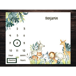 Farnodbaby Personalized Baby Milestone Blanket 50x40 Boy Girl Unisex Safari, Customized Milestone Blanket, Monthly Milestone Blanket, Baby Photo Prop Blanket, Custom Milestone Blanket, Baby Age Chart