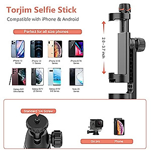 Torjim Selfie Stick Tripod with Remote, 40 inch Extendable Selfie Stick for iPhone, Portable & Lightweight Phone Tripod Compatible with iPhone/Android, Perfect for Selfies/Video Recording/Vlogging