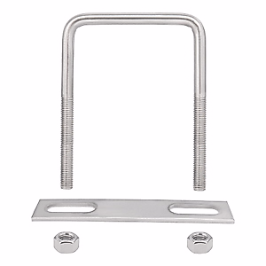 FOCMKEAS 304 Stainless Steel Square U-Bolts 3.54"(90mm) Inner Width, 5.91"(150mm) Length Stainless M10 with Nuts, Frame Plate, Accessories for Automobiles Trailer, Boat Trailer Industrial Parts