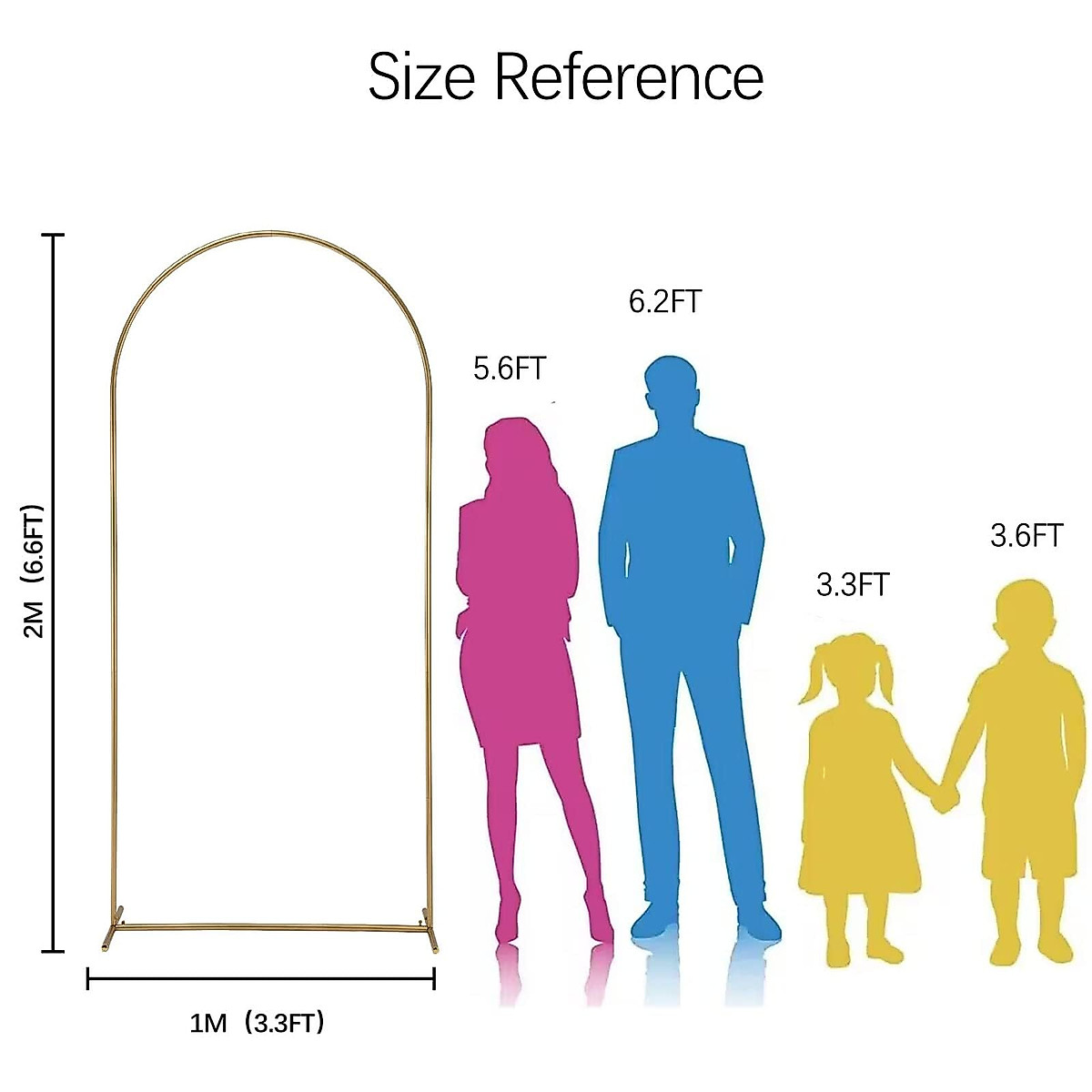 Vincidern Wedding Arch Backdrop Stand Set of 3 (6.6FT,5.9FT,4.9FT), Balloon Arch Stand, Metal Arch Backdrop Stand for Birthday Party, Wedding Arches for Ceremony Decoration Backdrop Door Frame Gold