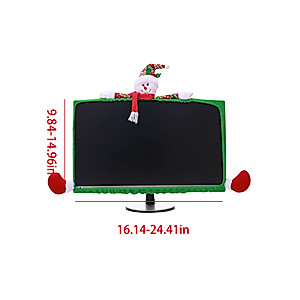 HKEJIAOI Christmas Computer Monitor Decor Indoor Home Office Decoration, Holiday Party Ornament Cute Laptop Border Cover 10 x 24 inch