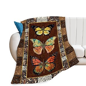 Colorful Butterfly Blanket Faith Hope Love Decor Inspirational Throw Blanket Butterfly Gifts for Girls Boys Winter Bedding Super Warm Soft Plush Fleece Flannel Blanket for Kids Adults Women 40"x50"