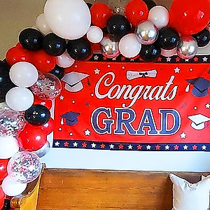 Red White Balloon Garland Arch, 12inch 10inch Red and White Balloons Red Black Balloons Confetti Balloons for Birthday Wedding Graduation Bridal Shower Retirement Party Decorations