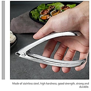 BESTonZON 1pc Peeler Opener Handle Scald Shell Crackers Tool Practical Nut Oyster Steel Clam Seafood Stainless Duty Sunflower Holder Shucker Anti- with Kitchen Silver Almonds Walnut