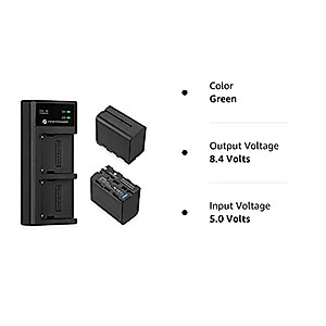 FirstPower 2 Pack NP-F970 Batteries and USB Dual Charger for Sony NP-F970 F960 F950 F930 F750 F570 F550 F530 F330 Battery and Sony Handycams, CCD-SC55 TR516 TR716 TR818 TR910 TR917