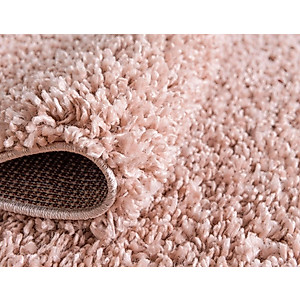Unique Loom Davos Shag Collection Area Rug - Solid (3' 3" x 5' 3" Rectangle, Dusty Rose)