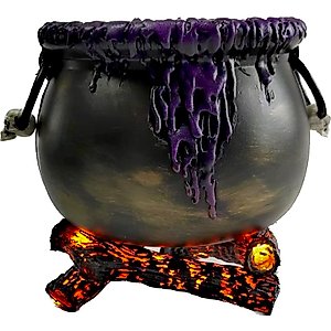 GiftExpress 8 Inches Black Magic Cauldron with Light-up Candy Pot for Halloween Decoration, Horror Scene Decoration Holiday Décor Theme Party