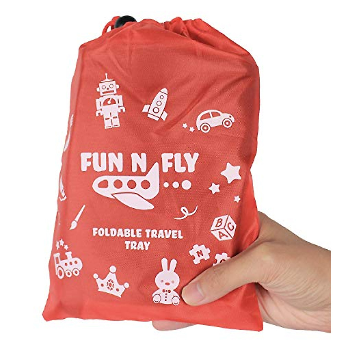 Fun N' Fly Foldable Travel Tray - Blue Red Portable Durable Kids, Toddler, Baby Play Space and Snack Desk for Airplane Travel by FunnFly