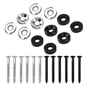 12Pcs Yootones Guitar Neck Joint Ferrules Bushing with Screws Compatible with Bass Electric Guitar(Black+Silver)