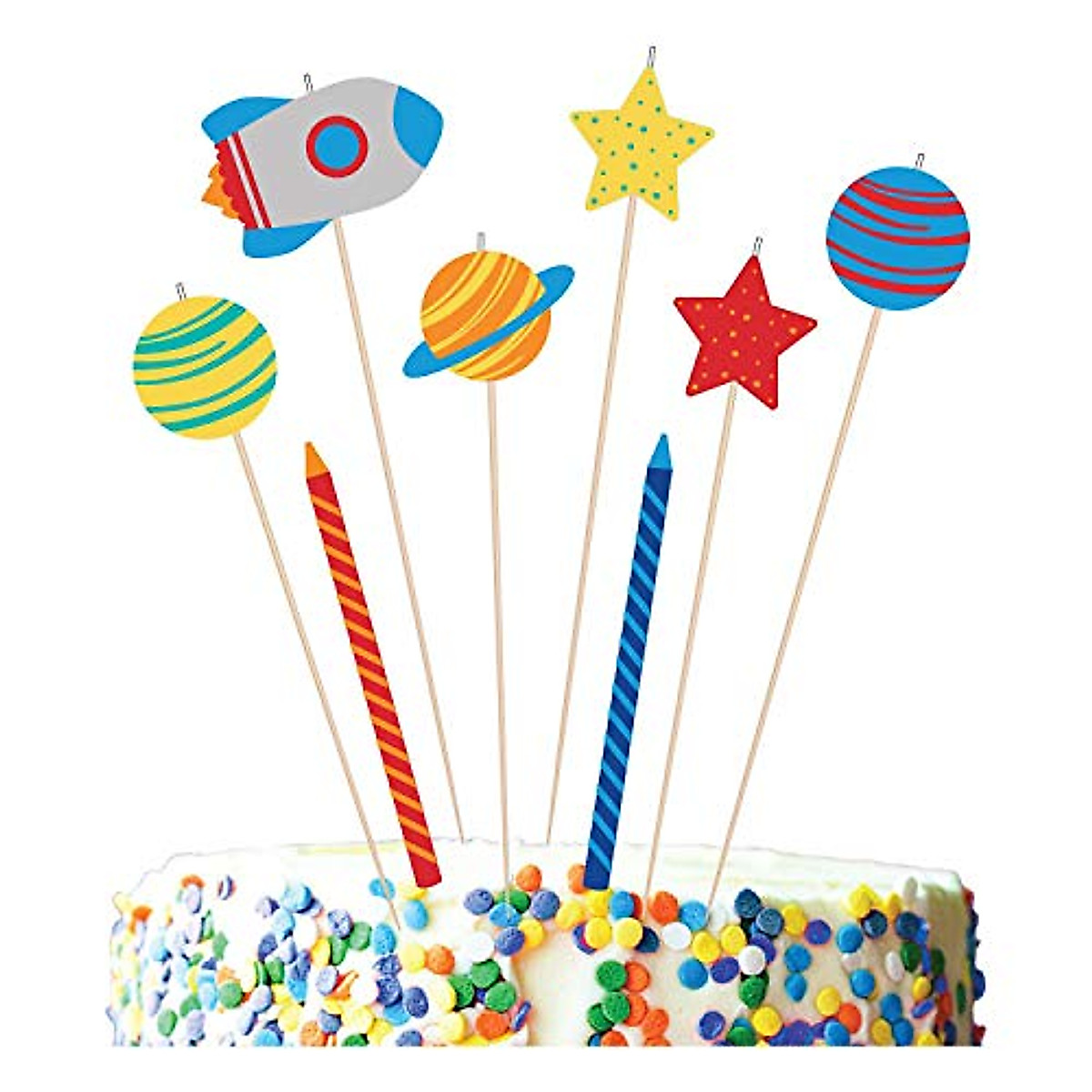 Blast Off Birthday Candle Mix - Multicolor, 8 Pcs