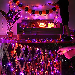 Joomer Orange Purple Halloween Lights 174FT 500 LED Halloween String Lights with 8 Modes Timer Waterproof Plug-In Orange Purple String Lights for Indoor Outdoor Halloween Decorations