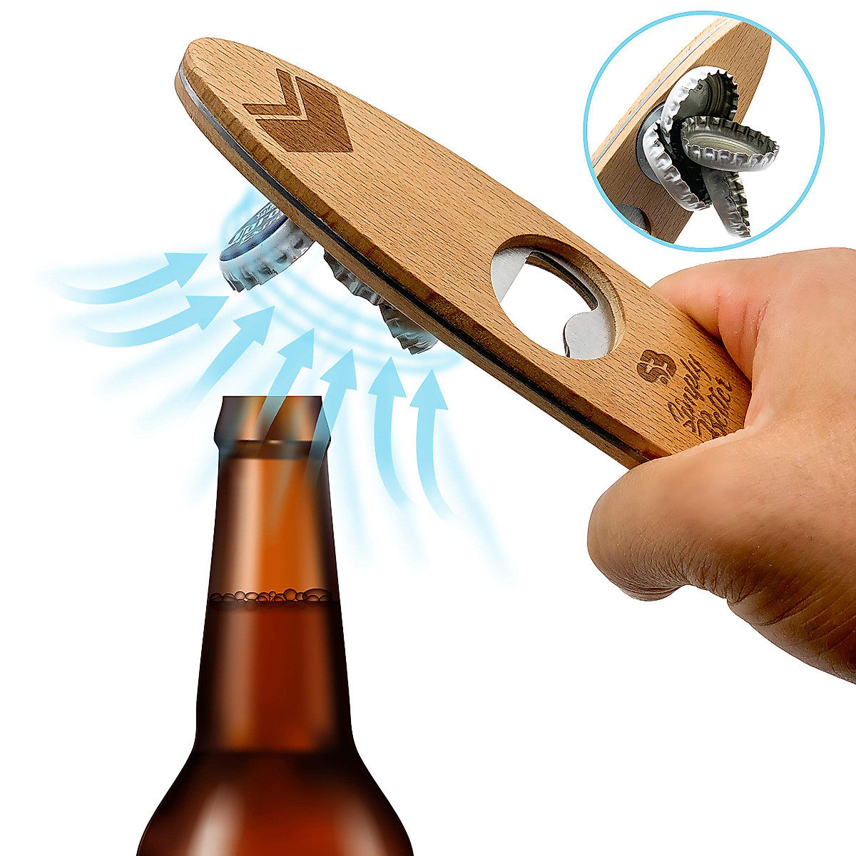 Magnetic Bottle Opener, Designed to Automatically Catch a Bottle Cap