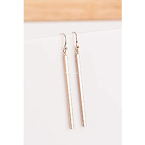 Minimalist Rose Gold Plated Long Vertical Bar Drop Earrings - Hypoallergenic, Versatile Geometric Design Fashion Jewelry for Women by MJLULU