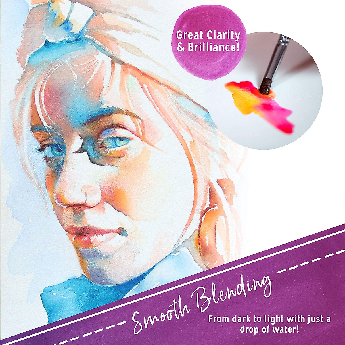 Crafts 4 ALL Watercolor Paint Set - 12/24 Pack for Artists & Beginners, 12ml Tubes with Bonus Brushes