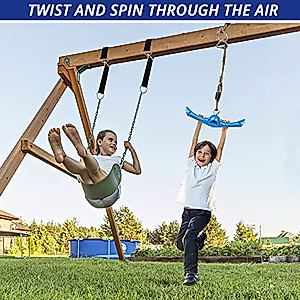 YAMIPROBI Ninja-Twister Swing Spins Set: Slackline Attachments - 360° Handle Twist-Spin Flips Toy Activate Ninja Powers - Ninja Warrior Accessories - Kids Ninja Hang Toys for Playground Backyard